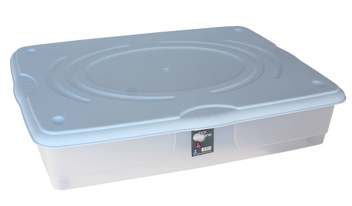 Storage Box 80x60x18cm Plastic 60lt Weight 2.5kg with Wheels ...