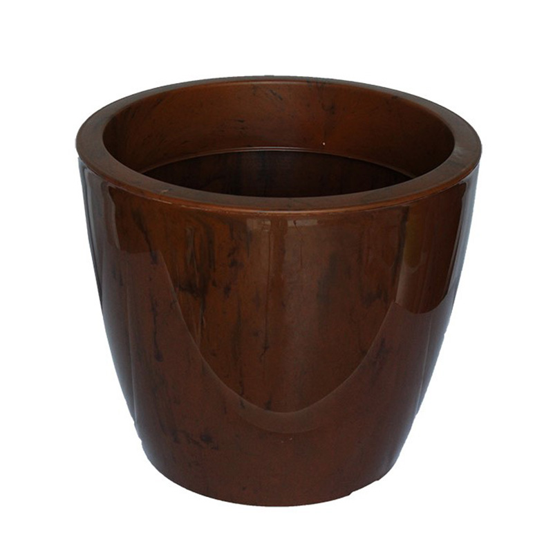 Caspo/Pot 13lt Plastic Round Glossy Ø30x25cm Mahogany NATURA MARBLE ...