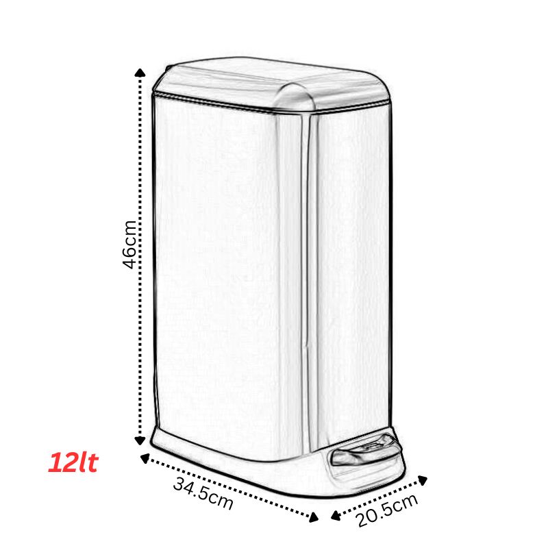 VESTA Waste Bin 12lt SOFT CLOSE 20.5x34.5x46cm with Pedal and Inner Bin ...